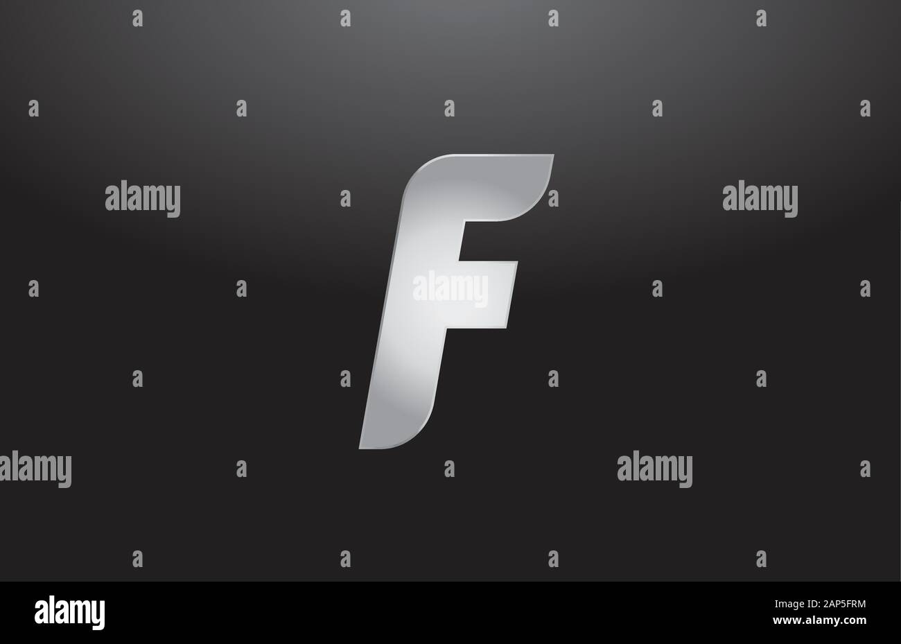 metal alphabet letter silver F grey logo business company design icon ...