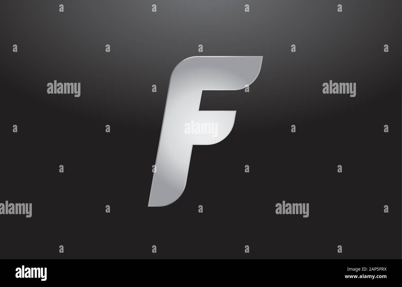 metal alphabet letter silver F grey logo business company design icon ...