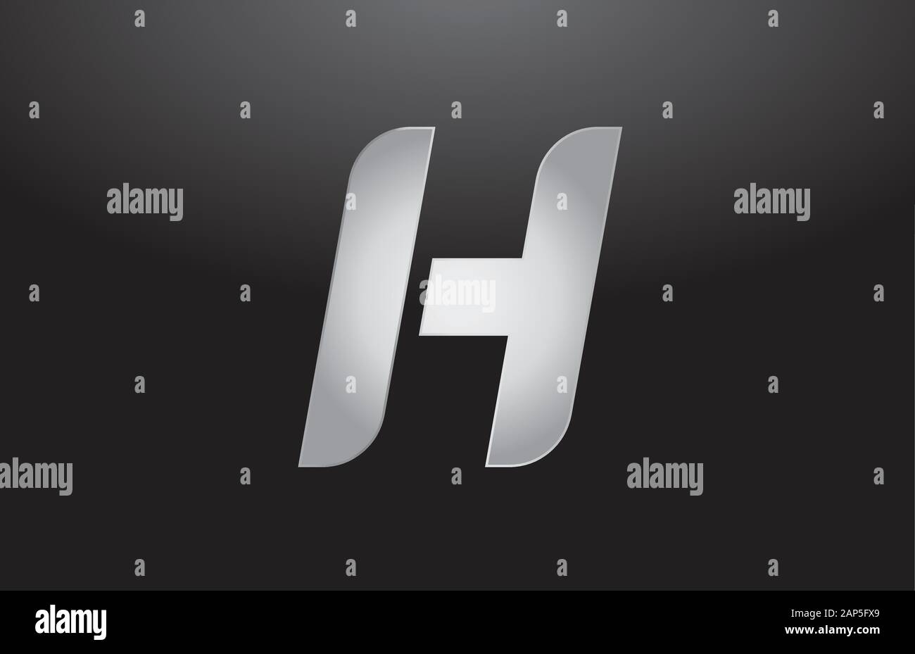 metal alphabet letter silver H grey logo business company design icon ...