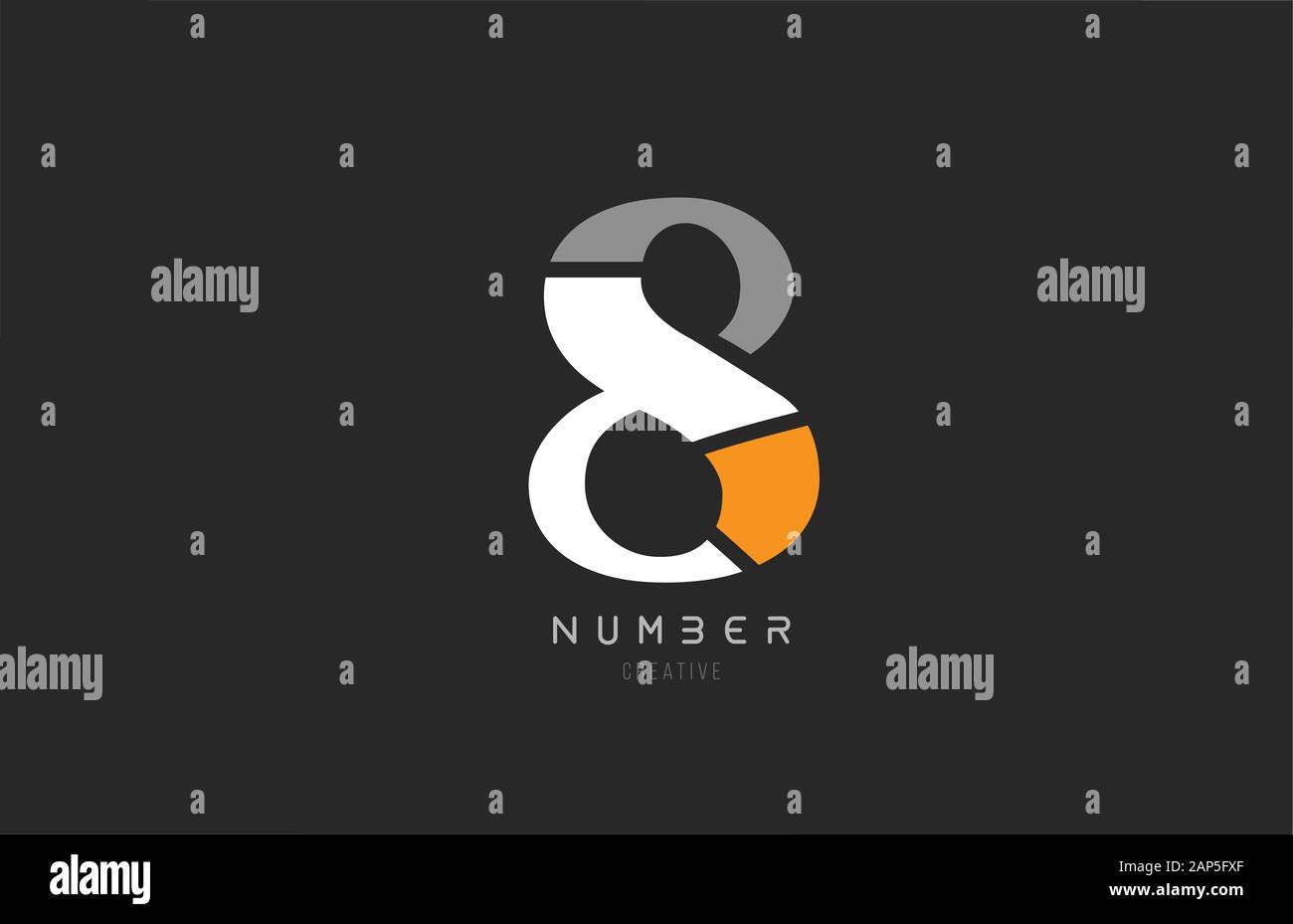 number 8 eight for company logo icon design in grey orange and white ...