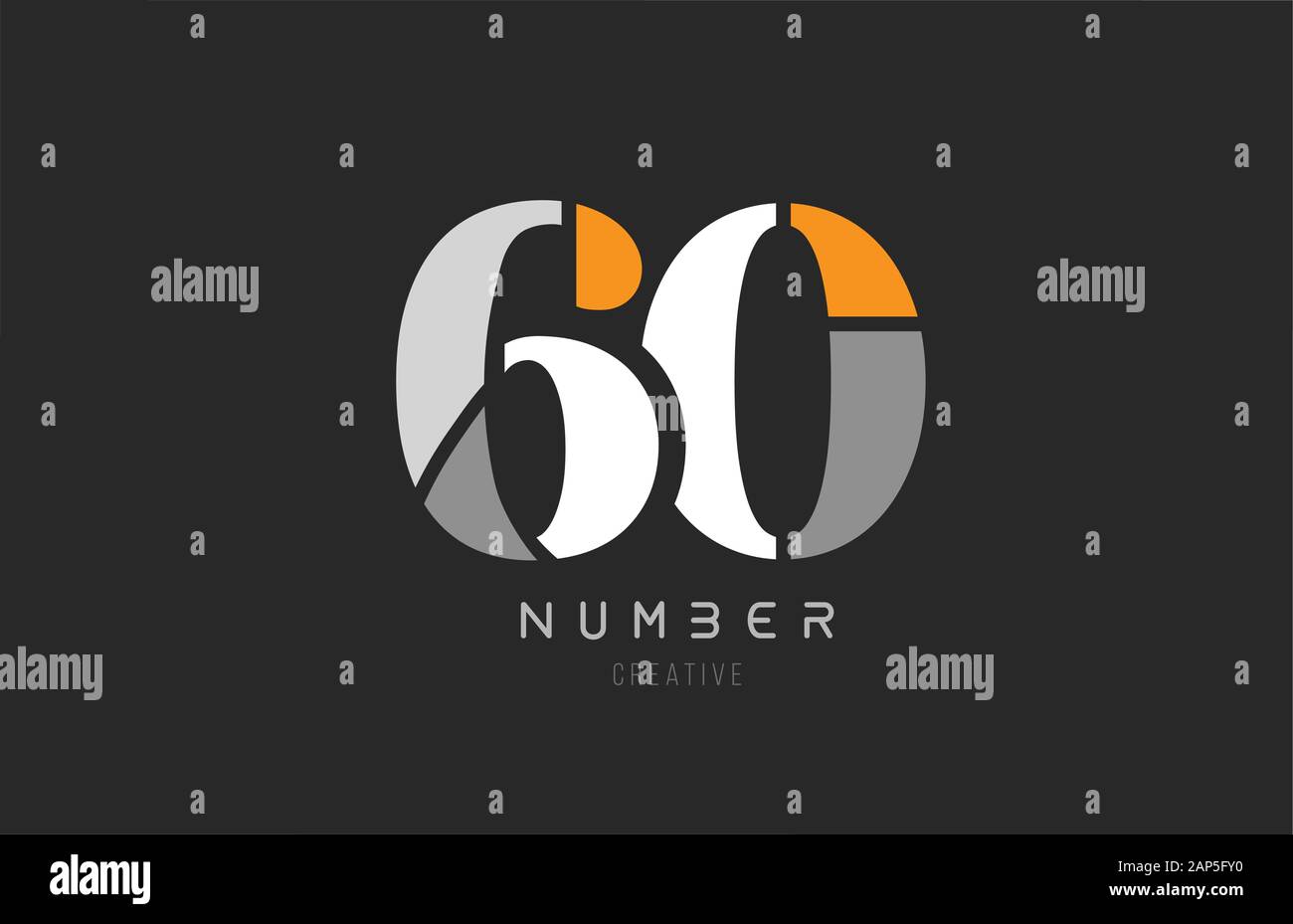number 60 sixty for company logo icon design in grey orange and white ...