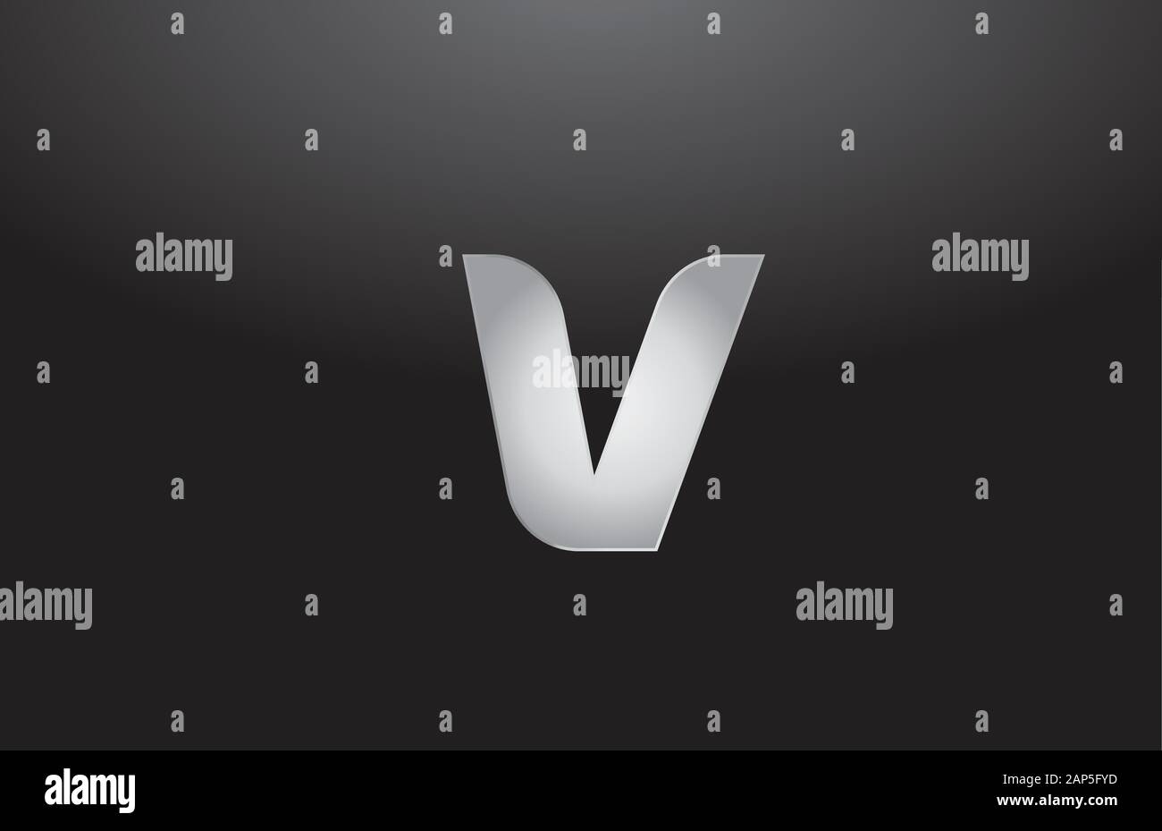metal alphabet letter silver V grey logo business company design icon ...
