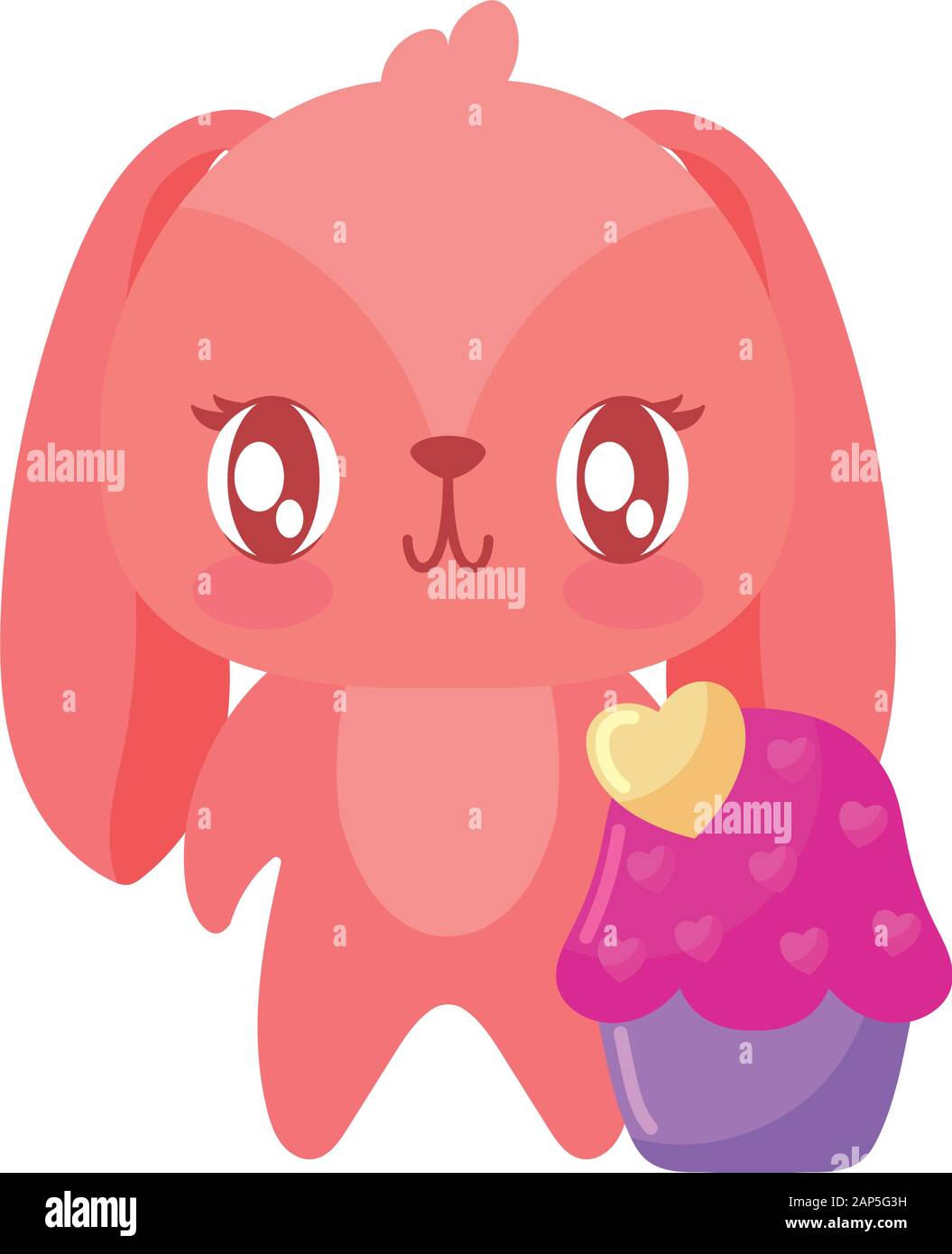 Rabbit cartoon with cupcake design of love passion romantic valentines ...