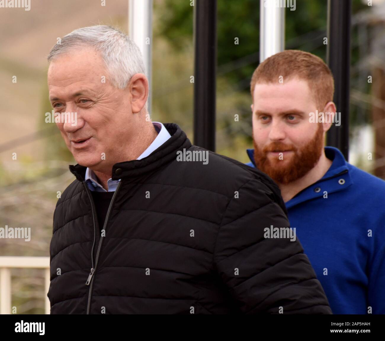 Vered Jericho Settlement, West Bank. 21st Jan, 2020. (L) Benny Gantz ...