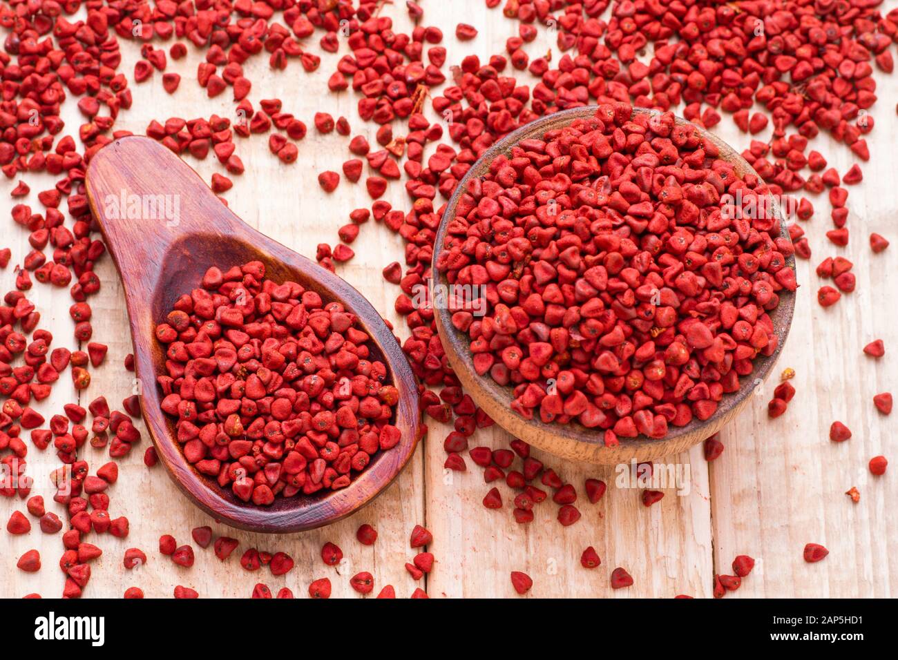 Seeds of achiote, originating from central america and parts of south ...