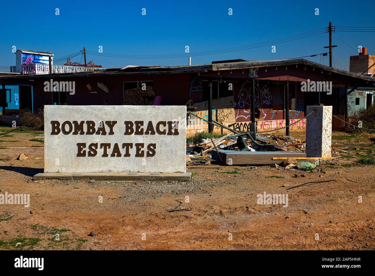 Bombay Beach California USA east shore of the Salton Sea. Bombay Beach ...