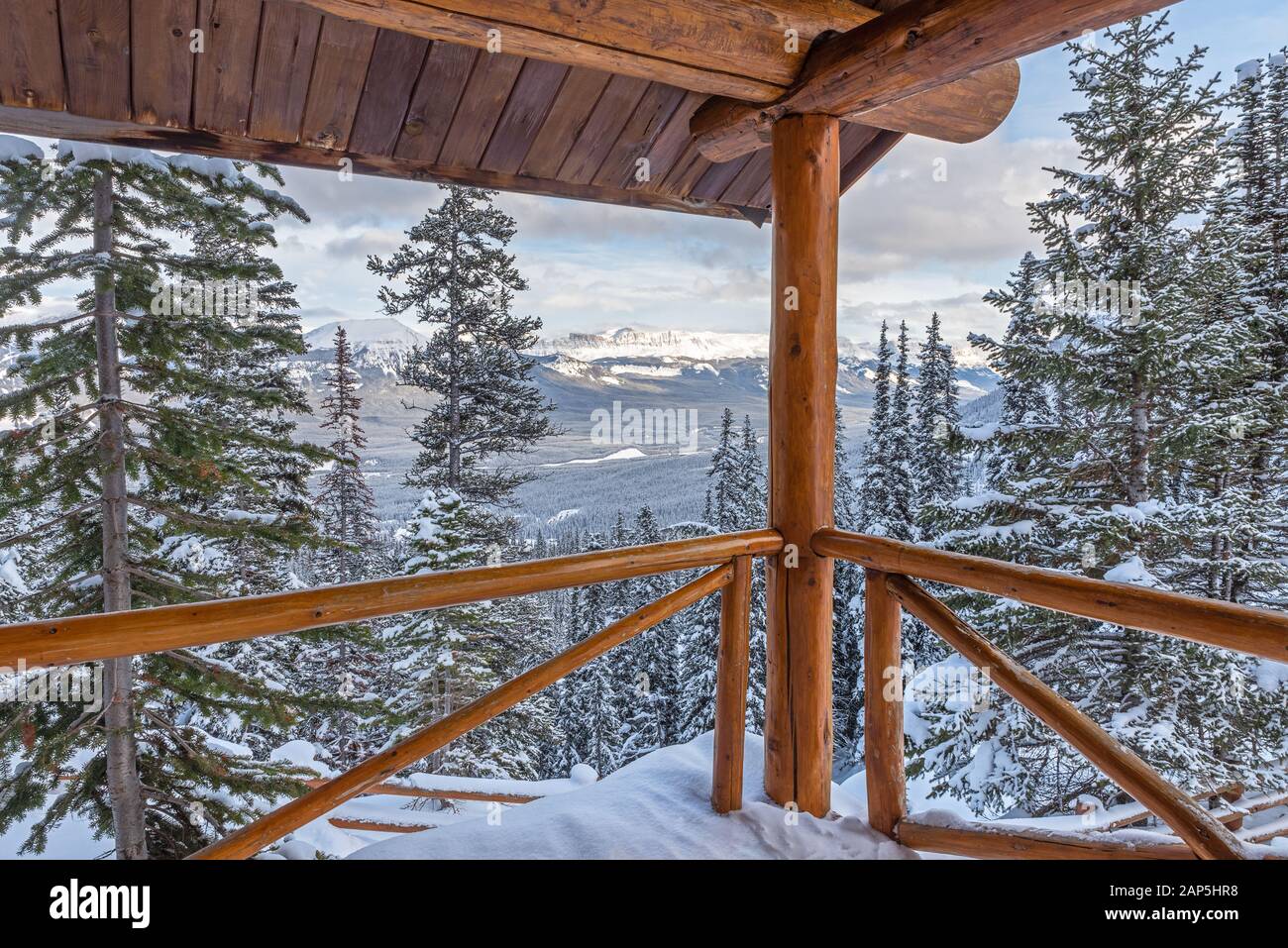 Winter view from Lake Agnes lookout in Banff National Park, Alberta ...