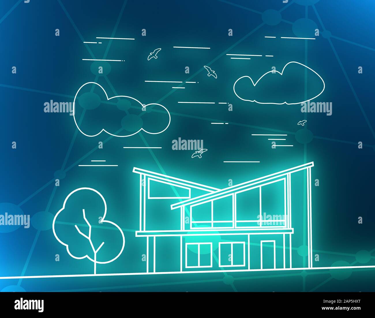 Modern neon house outline hi-res stock photography and images - Alamy