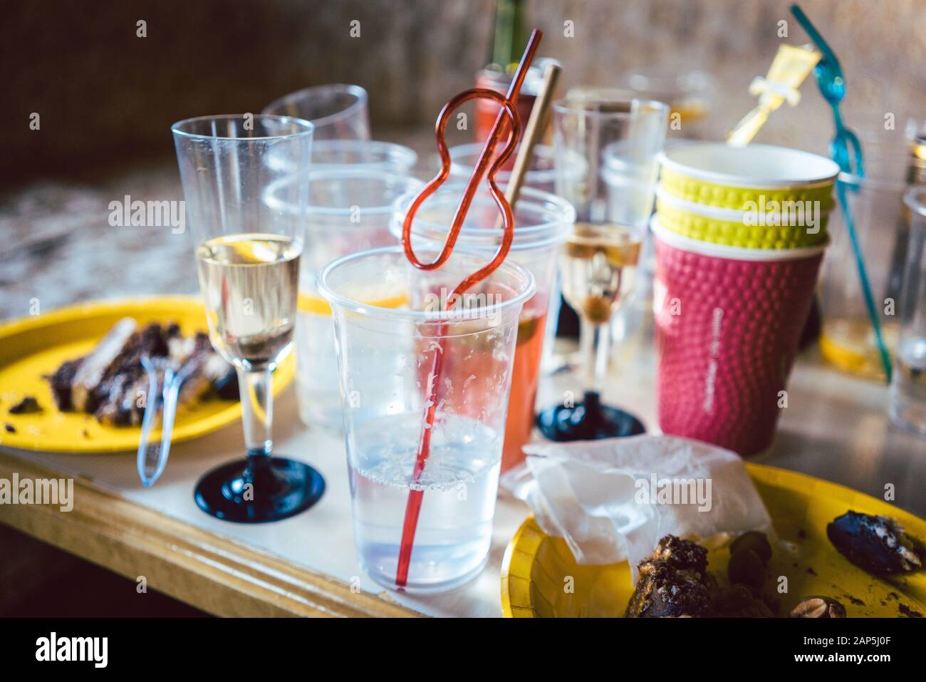 Lots of waste and trash after a party Stock Photo - Alamy