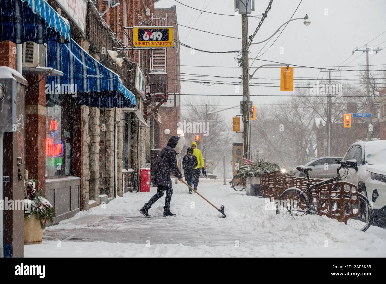 TORONTO, ONTARIO, CANADA - JANUARY 19, 2020: Toronto city streets after ...