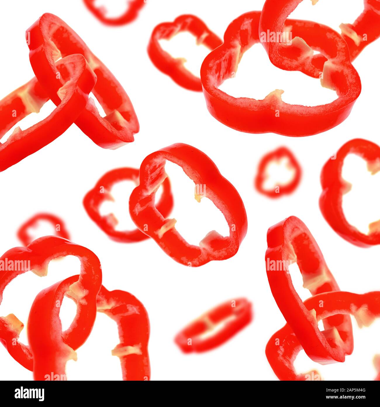 Flying red pepper or paprika isolated on white background Stock Photo ...