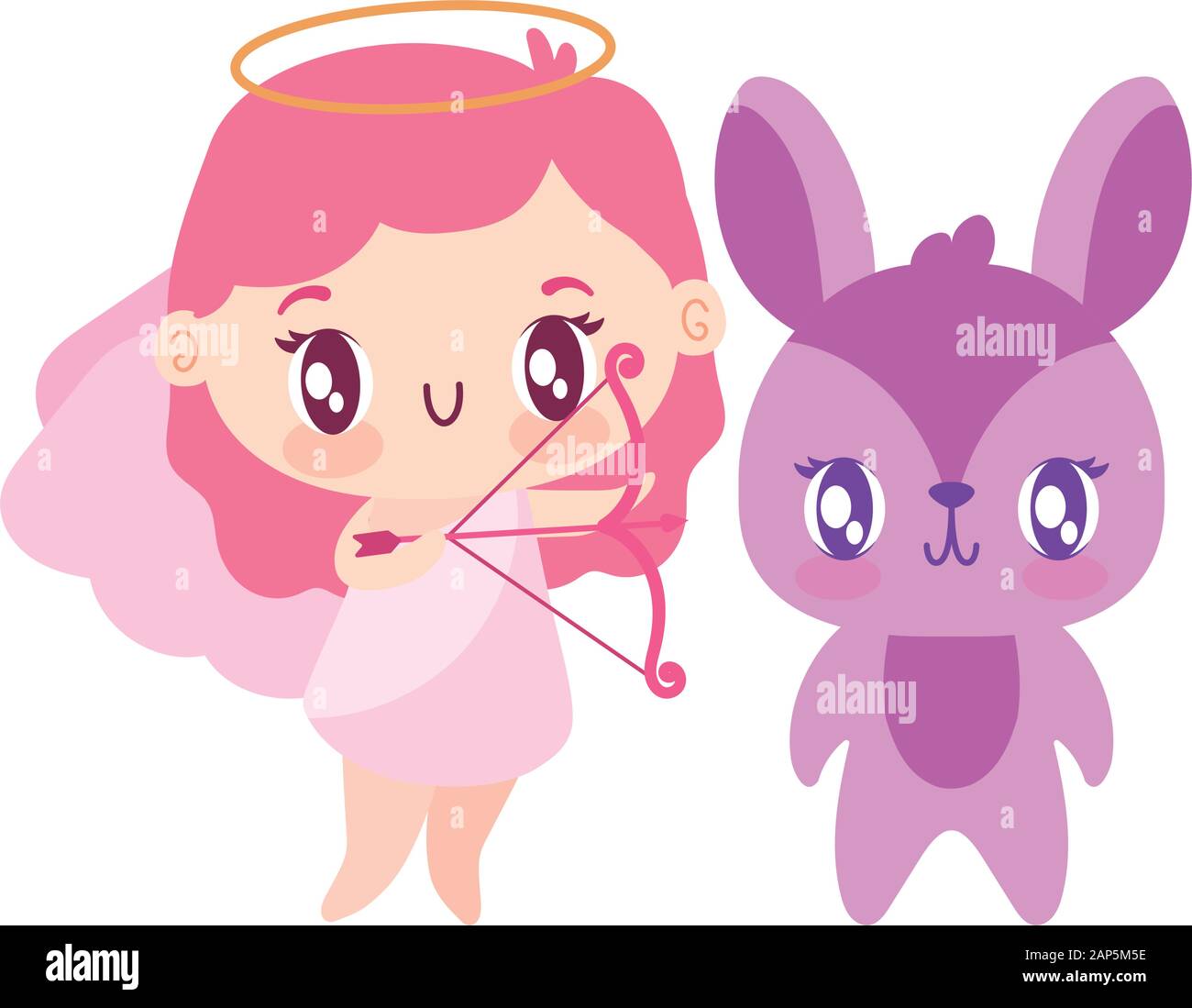 Girl cupid and rabbit cartoon design of love passion romantic ...