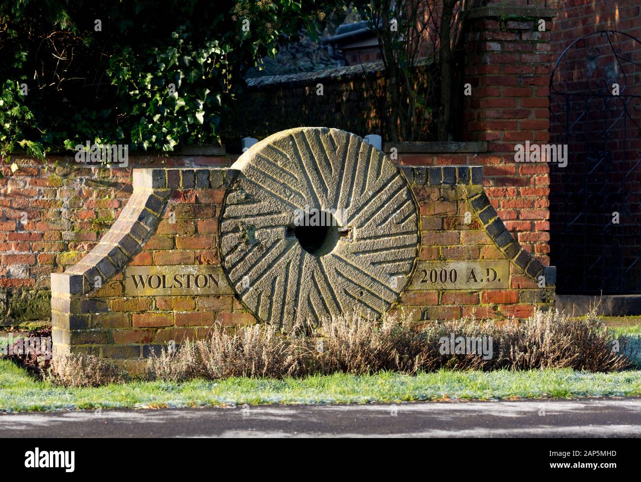 The village Millennium stone, Wolston, Warwickshire, England, UK Stock ...