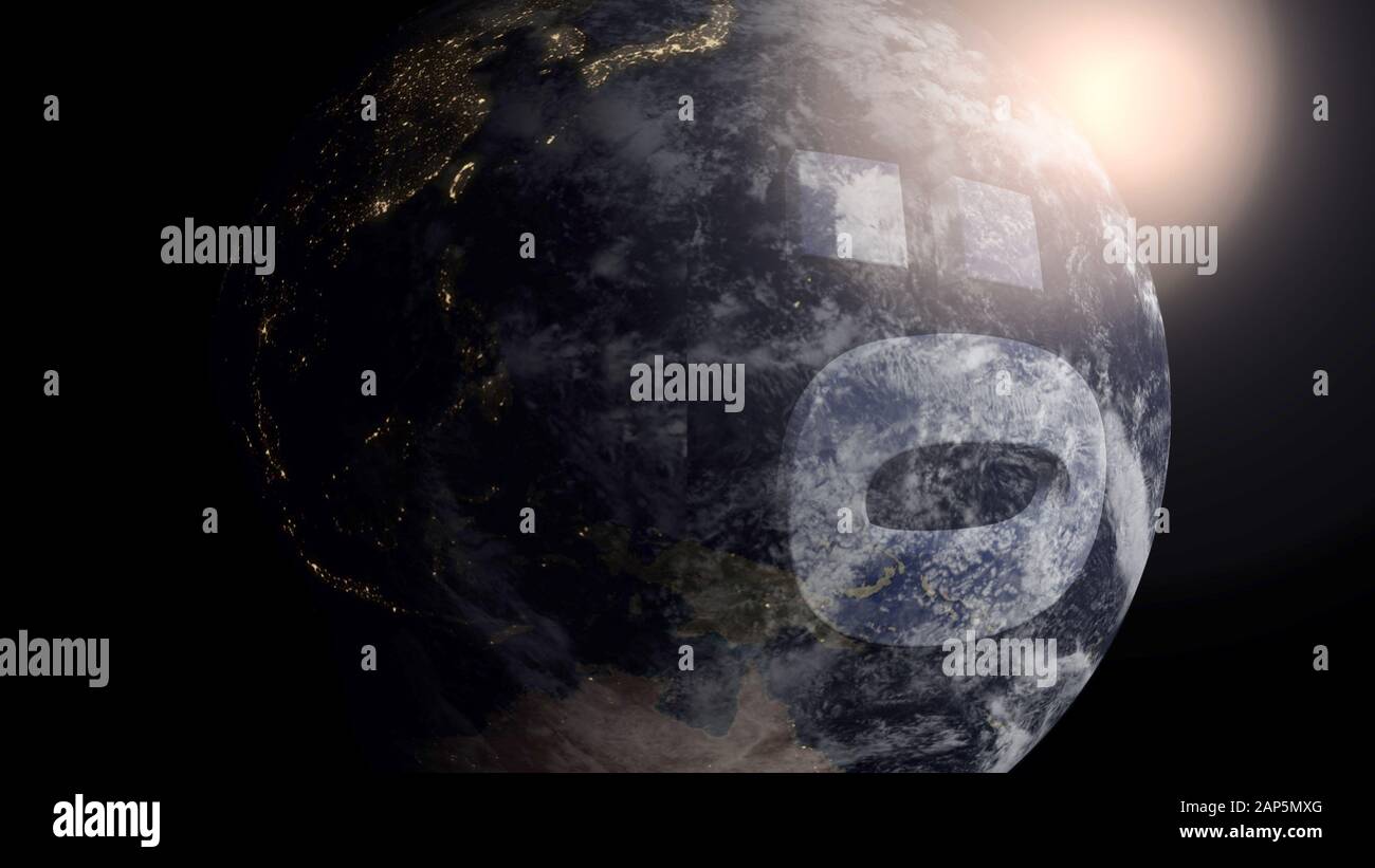 Shocked emoji face on realistic planet Earth Stock Photo - Alamy