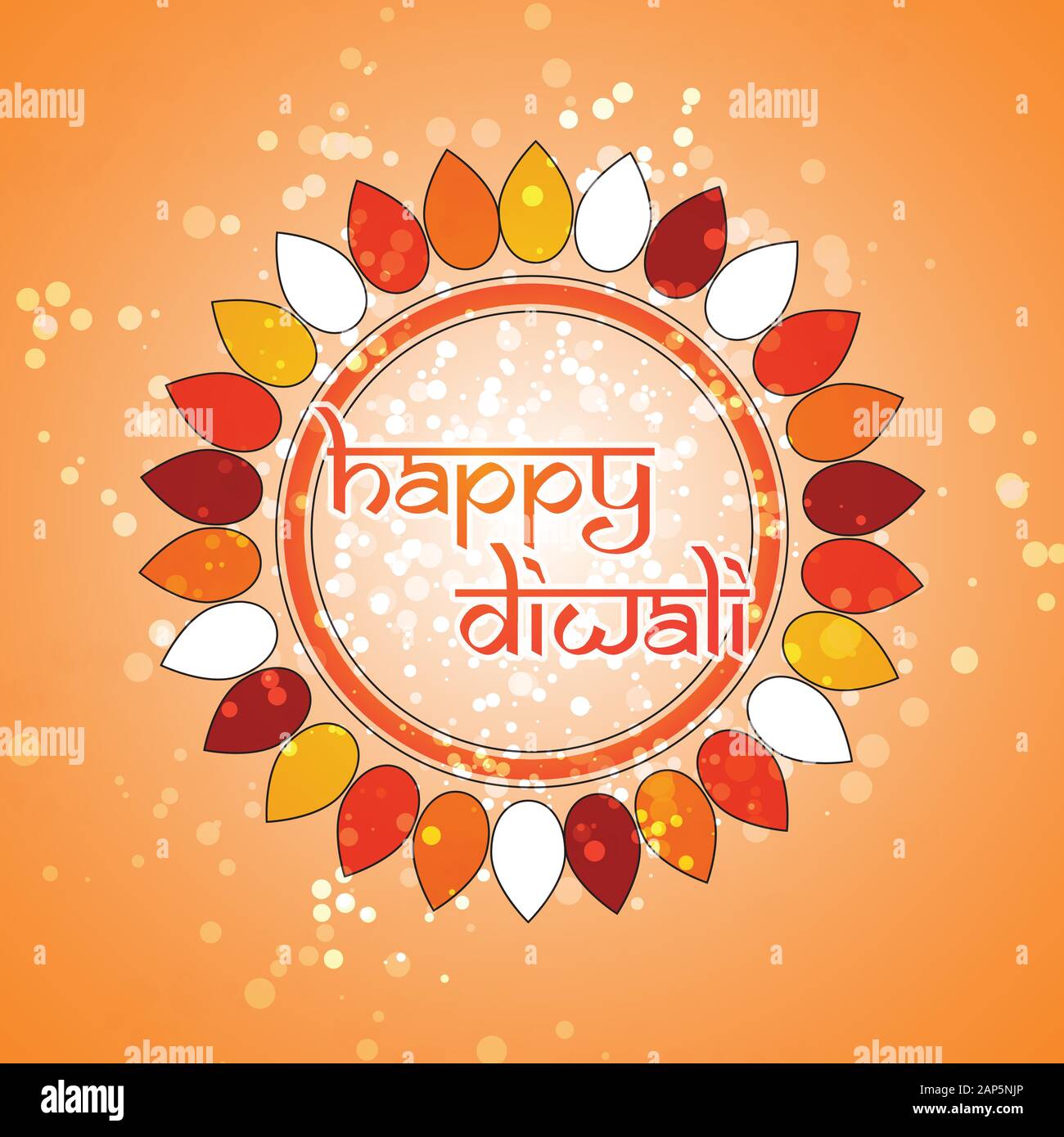 Orange Happy Diwali Card with Abstract Sparkling Background Creative ...