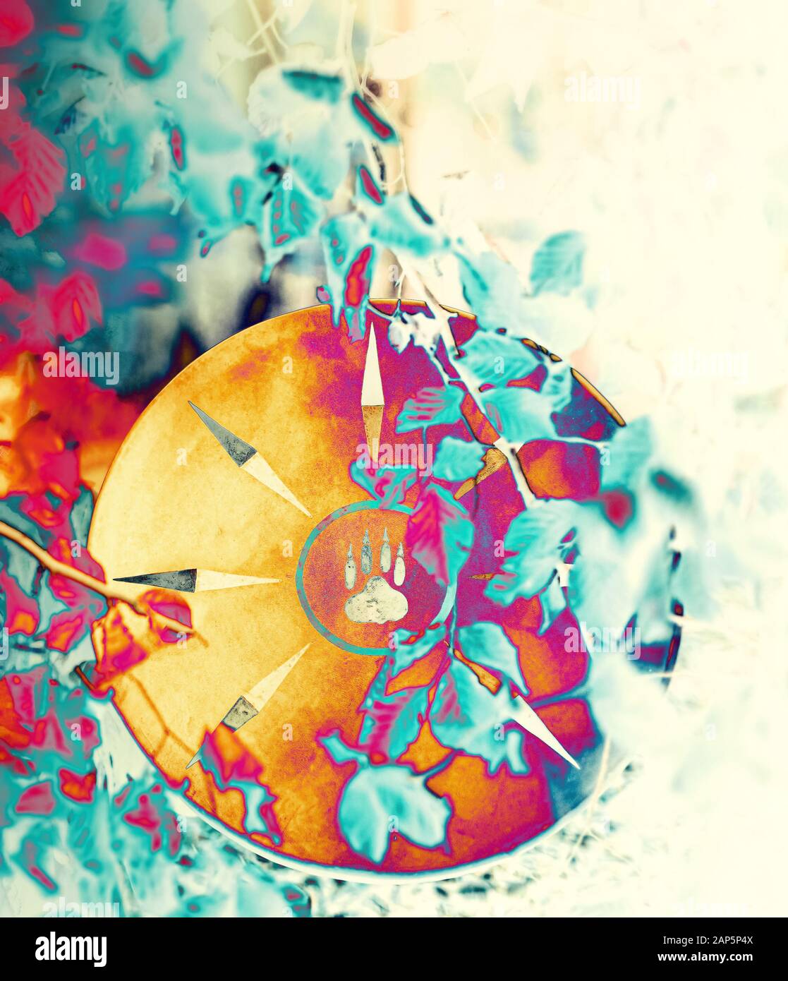 shamanic drum and softly blurred watercolor background Stock Photo - Alamy