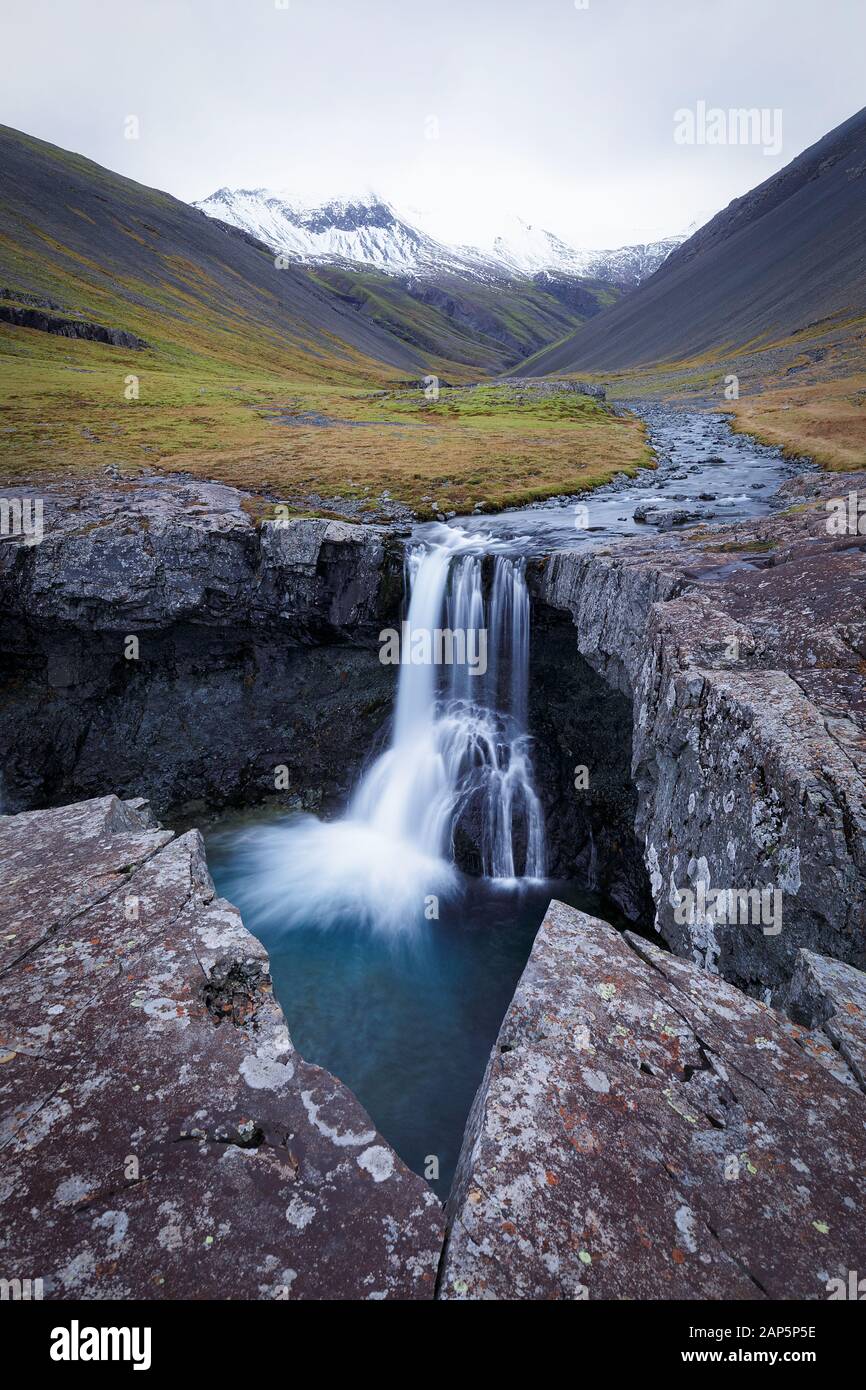 Skutafoss wild waterfall in autumn in Iceland Stock Photo - Alamy