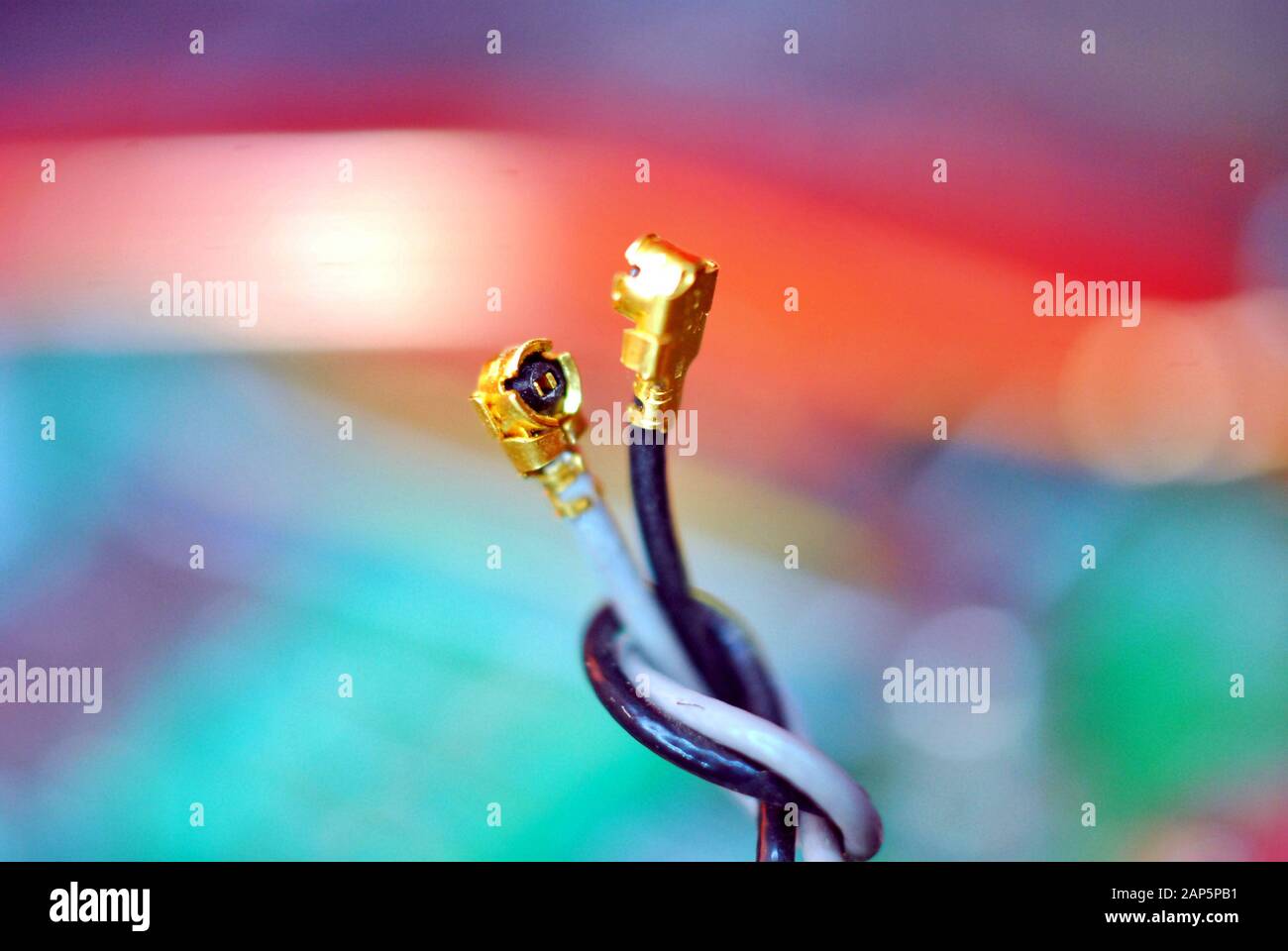 connectors wire cable of an electronic device, male and female Stock ...