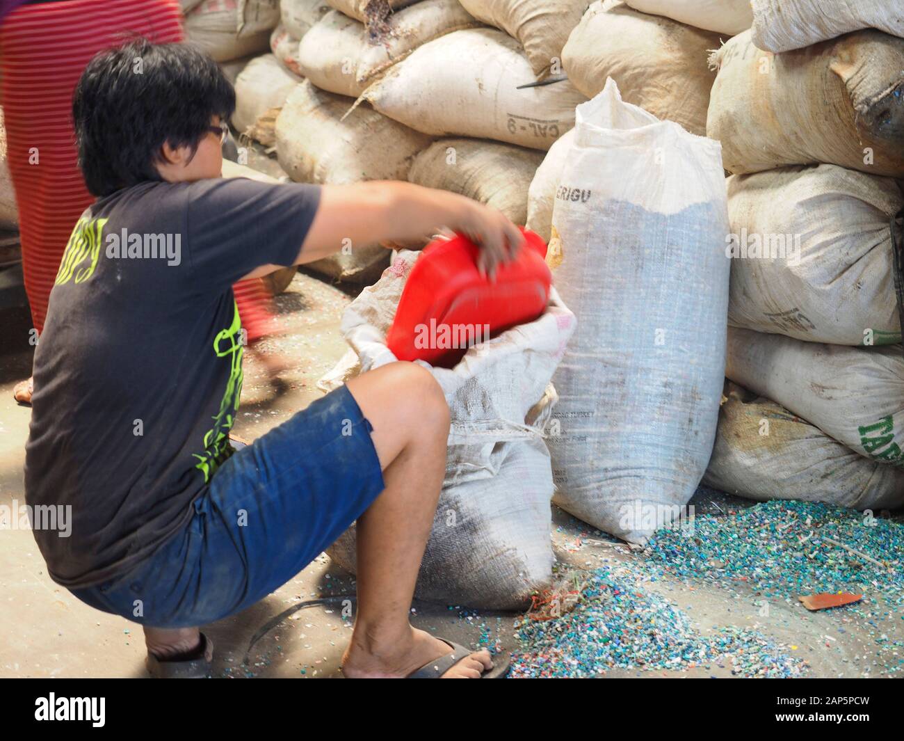 Sorting plastic garbage, Yogyakarta, Jawa, Indonesia , Asia Stock Photo ...