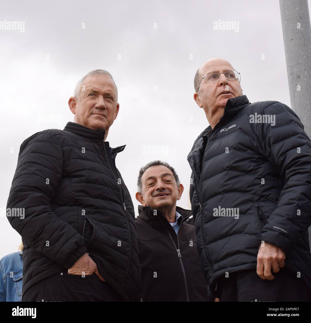 Vered Jericho Settlement, West Bank. 21st Jan, 2020. (L) Benny Gantz ...