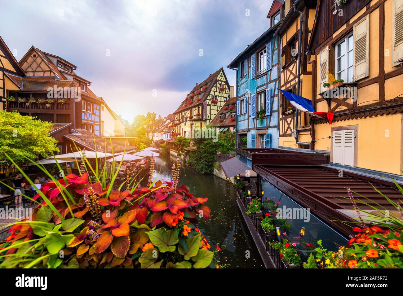 Colmar, Alsace, France. Petite Venice, water canal and traditional half ...
