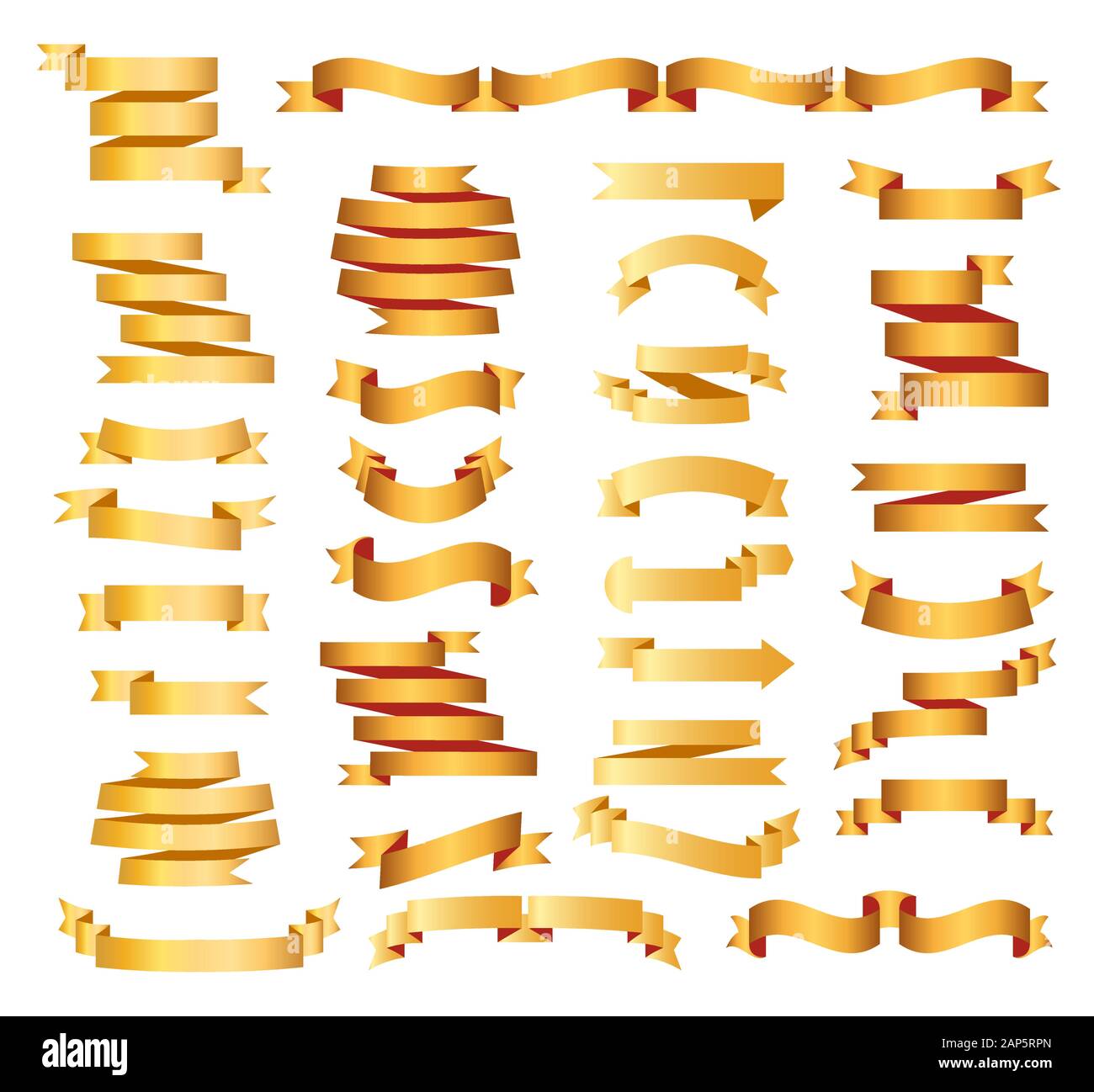 Golden ribbons set vector. Platinum labels, price tags, banners for ...