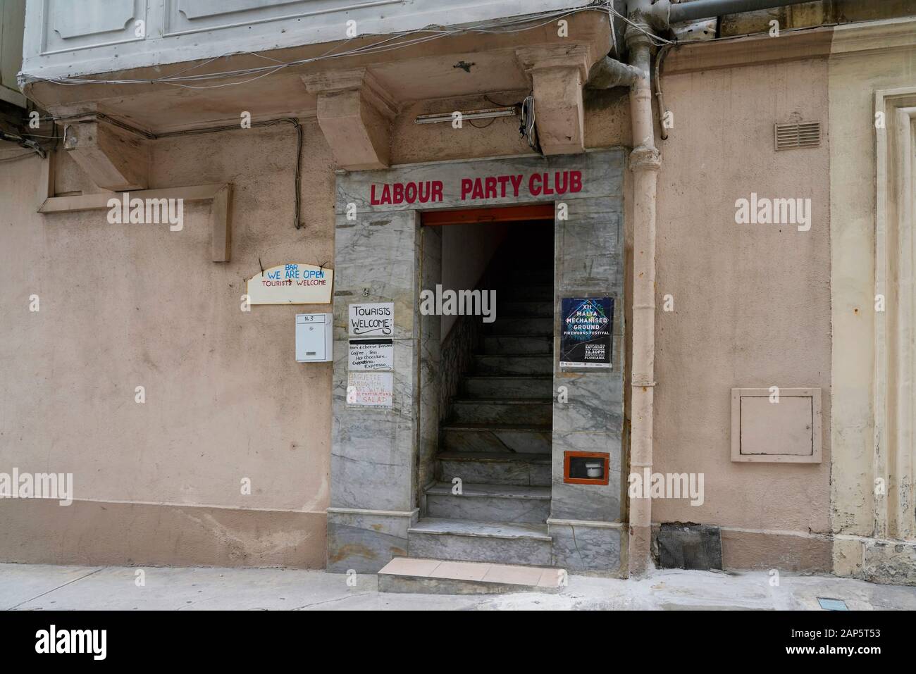 Labour Party Club, historical center, La Valletta, Malta Island Stock ...