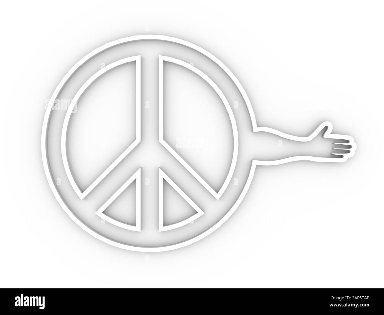 Symbol of Peace with human arm that ready to handshake. 3D rendering ...