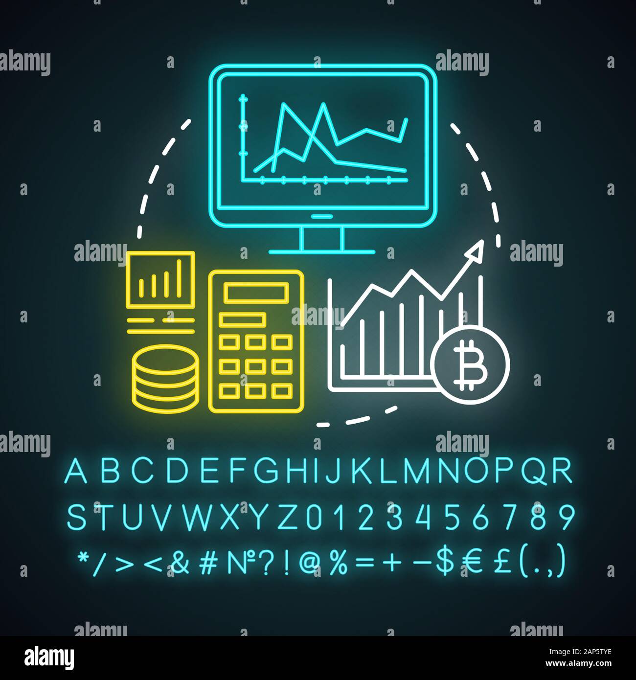 Trade neon light concept icon. Investing and stock market idea ...