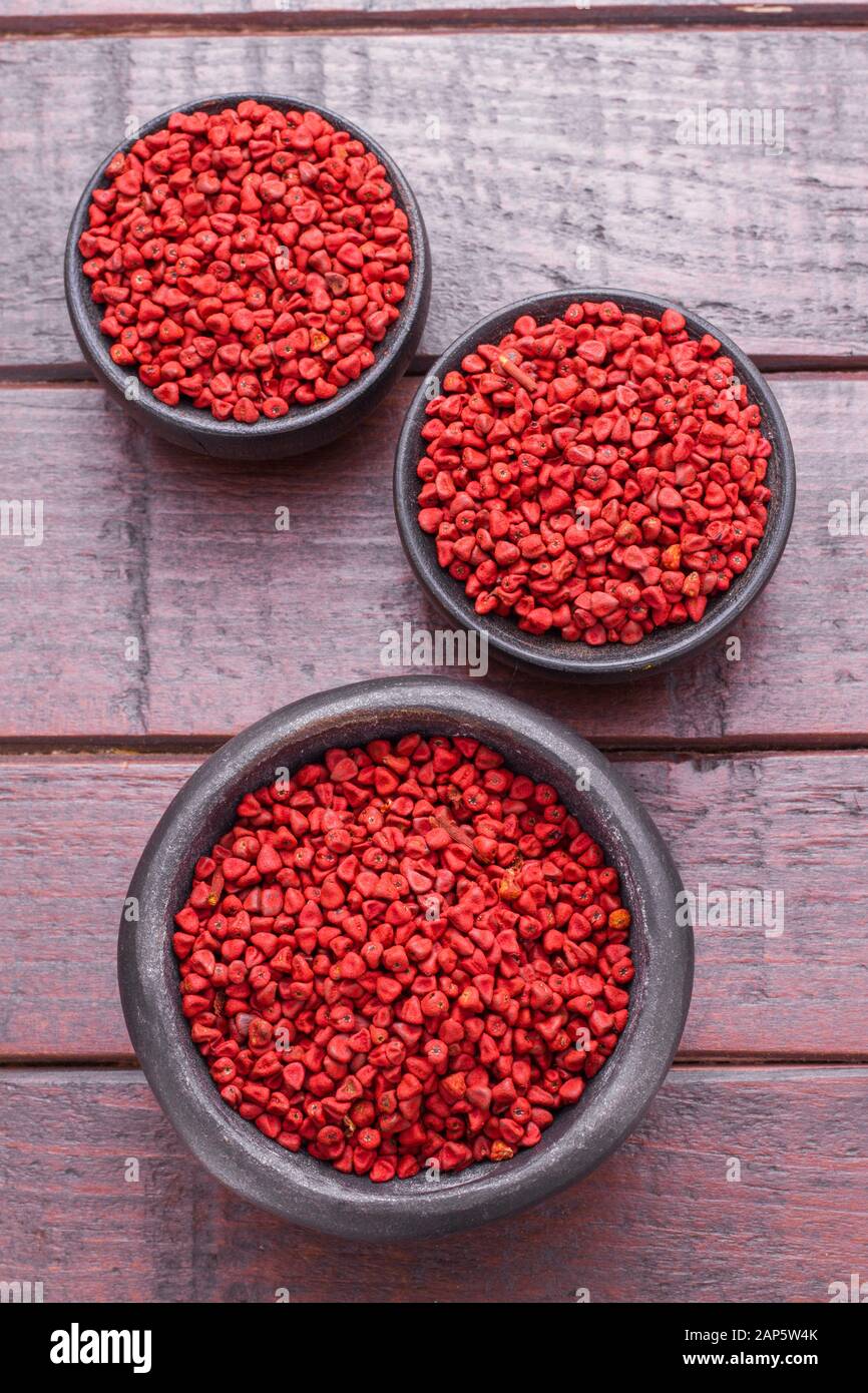 Seeds of achiote, originating from central america and parts of south ...