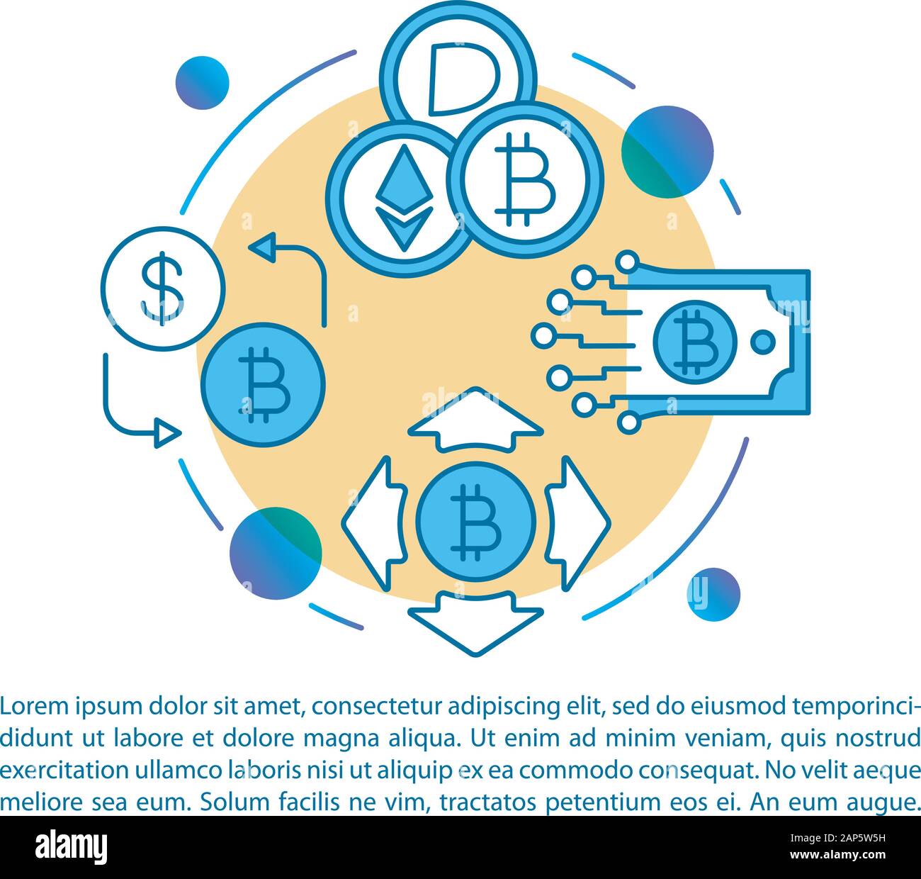 Cryptocurrency exchange service article page vector template. Crypto ...