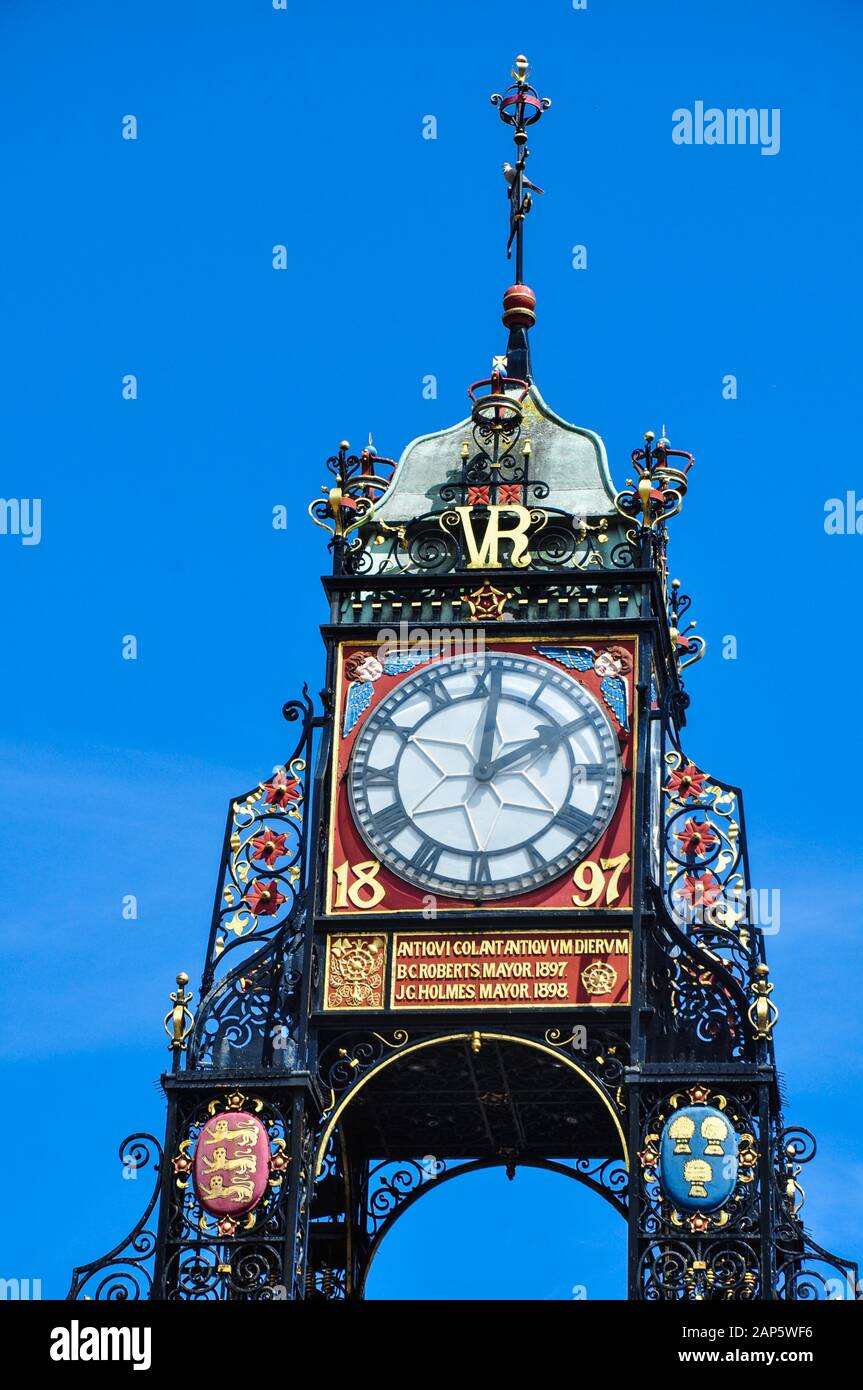 Eastgate and Eastgate Clock in Chester, Cheshire, England Stock Photo ...