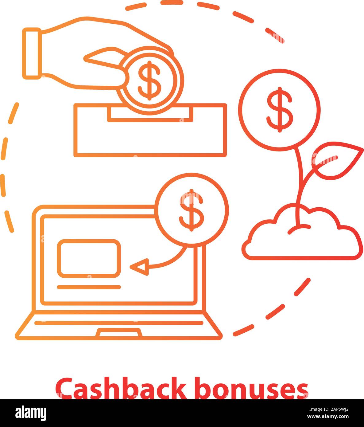 Cashback bonuses concept icon. Cash back service idea thin line illustration. Customer loyalty ...
