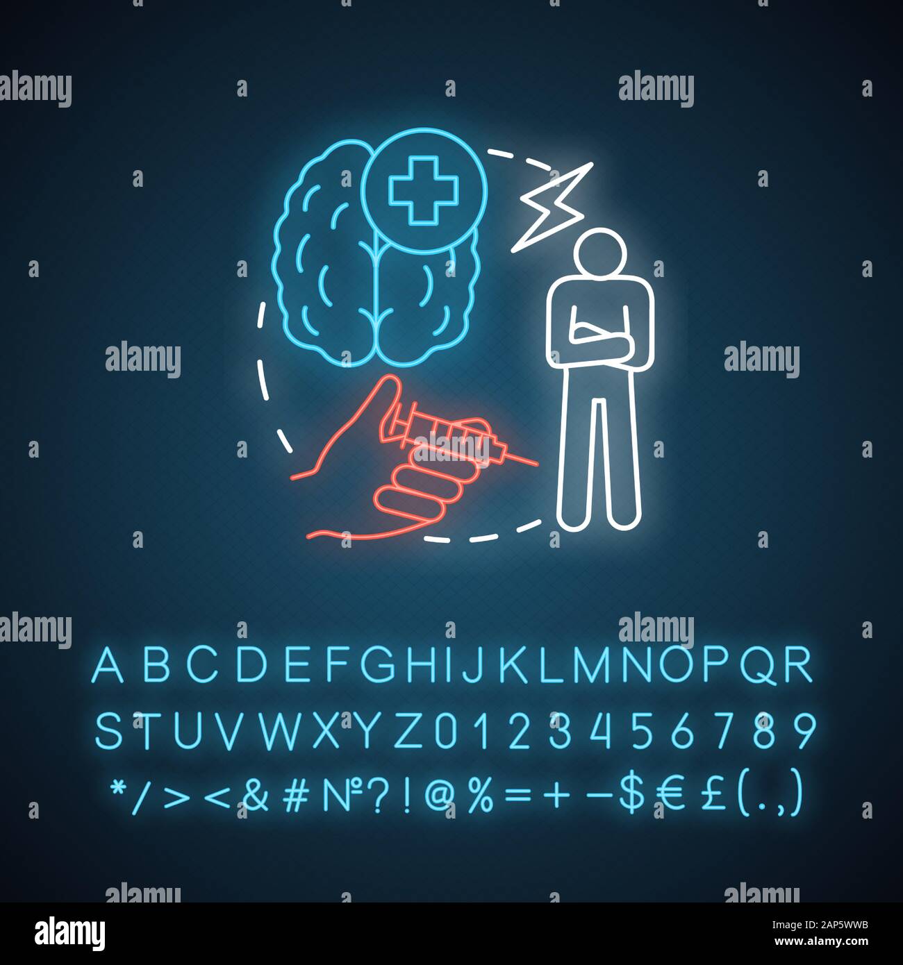 Psychopharmacotherapy neon light concept icon. Pharmacy idea. Mental ...