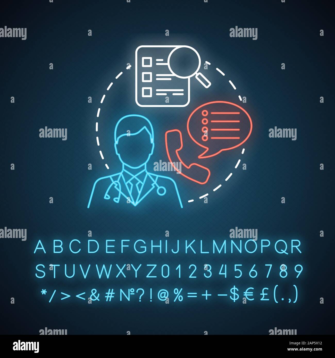 Consulting pharmacy neon light concept icon. Doctor medical ...