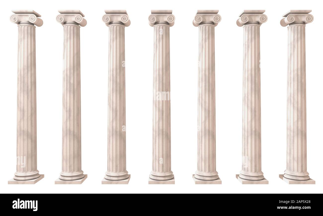 Greek columns isolated on white 3D render Stock Photo - Alamy