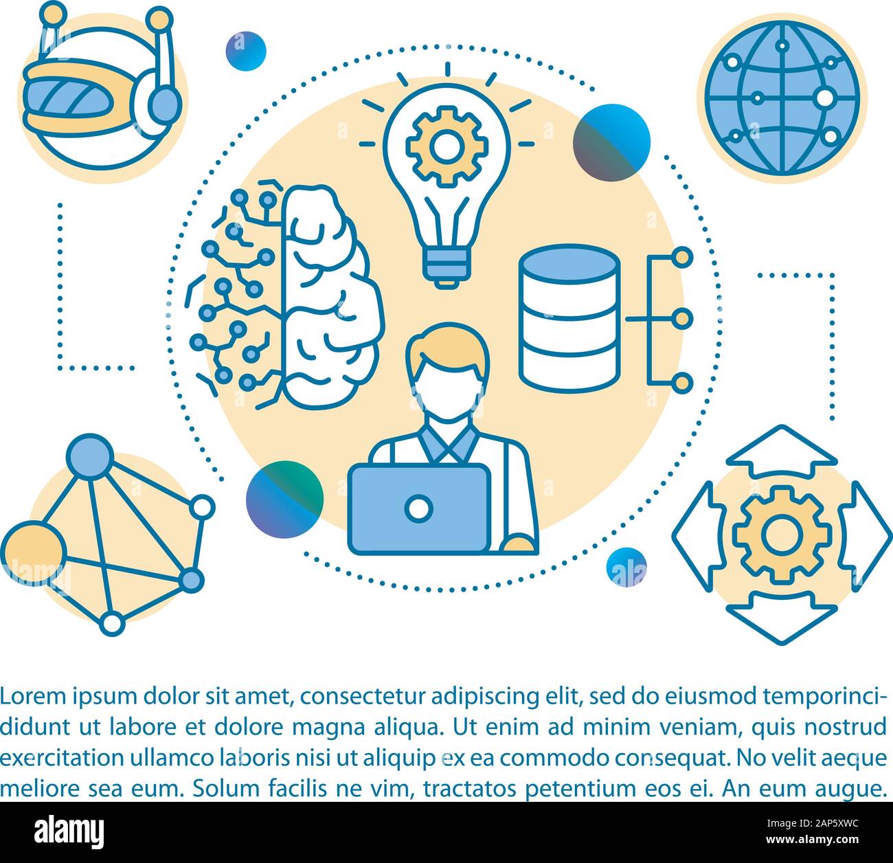 Create digital future article page vector template. Software development. Brochure, magazine ...