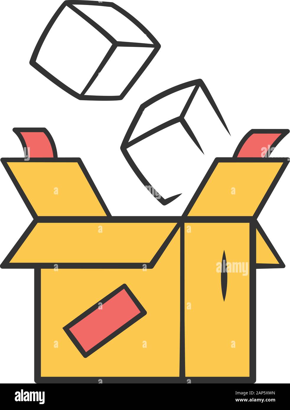 Parcel packing yellow color icon. Order packaging and wrapping ...