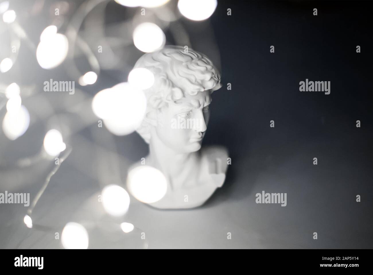 Gypsum statue of David's head. Michelangelo's David statue plaster copy ...