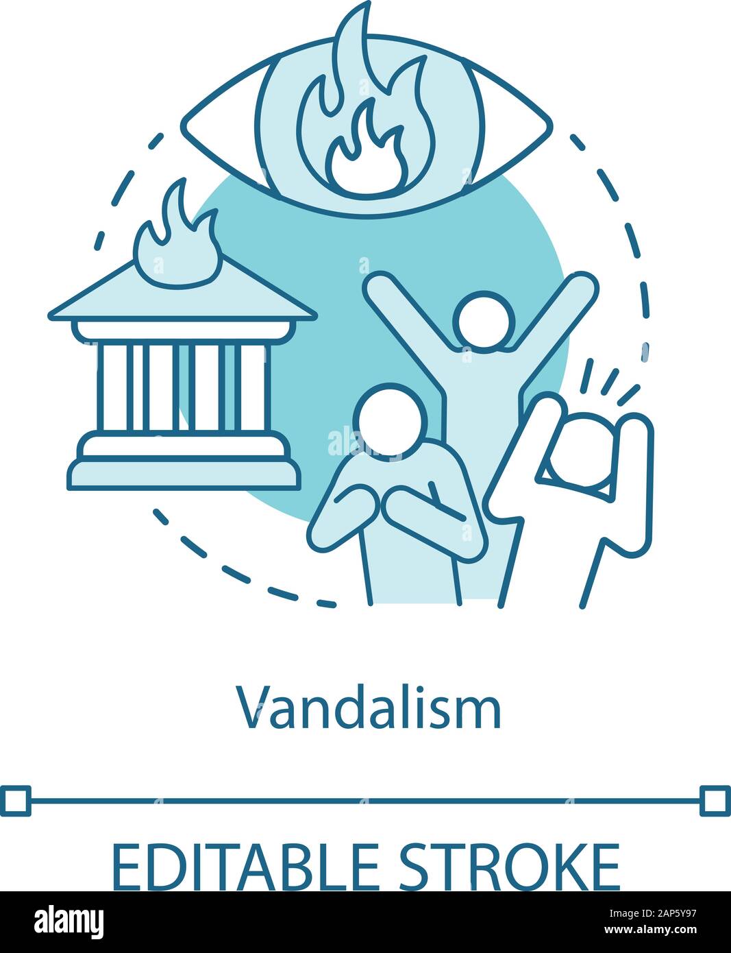Vandalism concept icon. Civil unrest, property destruction, mob ...