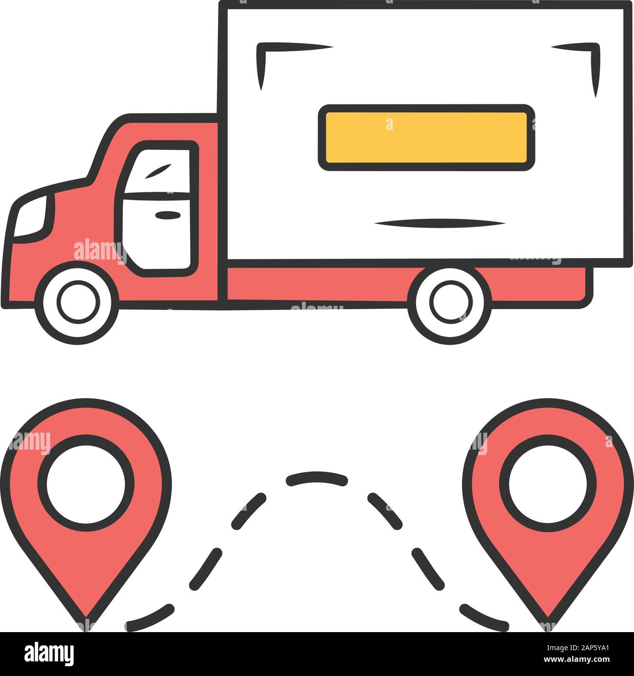 Delivery truck color icon. Cargo shipping lorry. Freight transportation ...