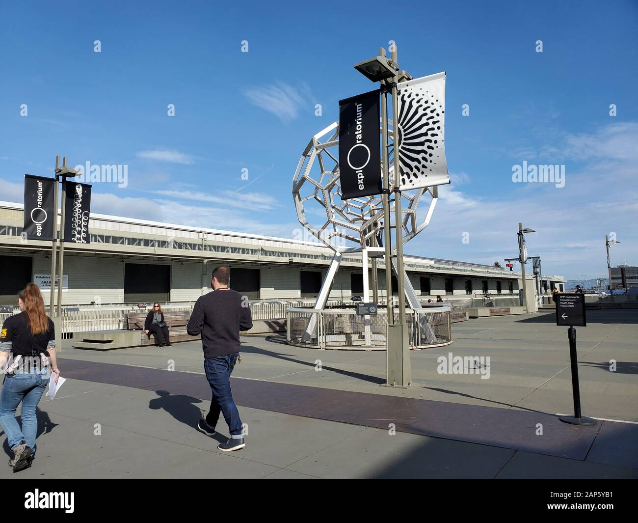 Sign with logo is visible at the Exploratorium science museum in the ...