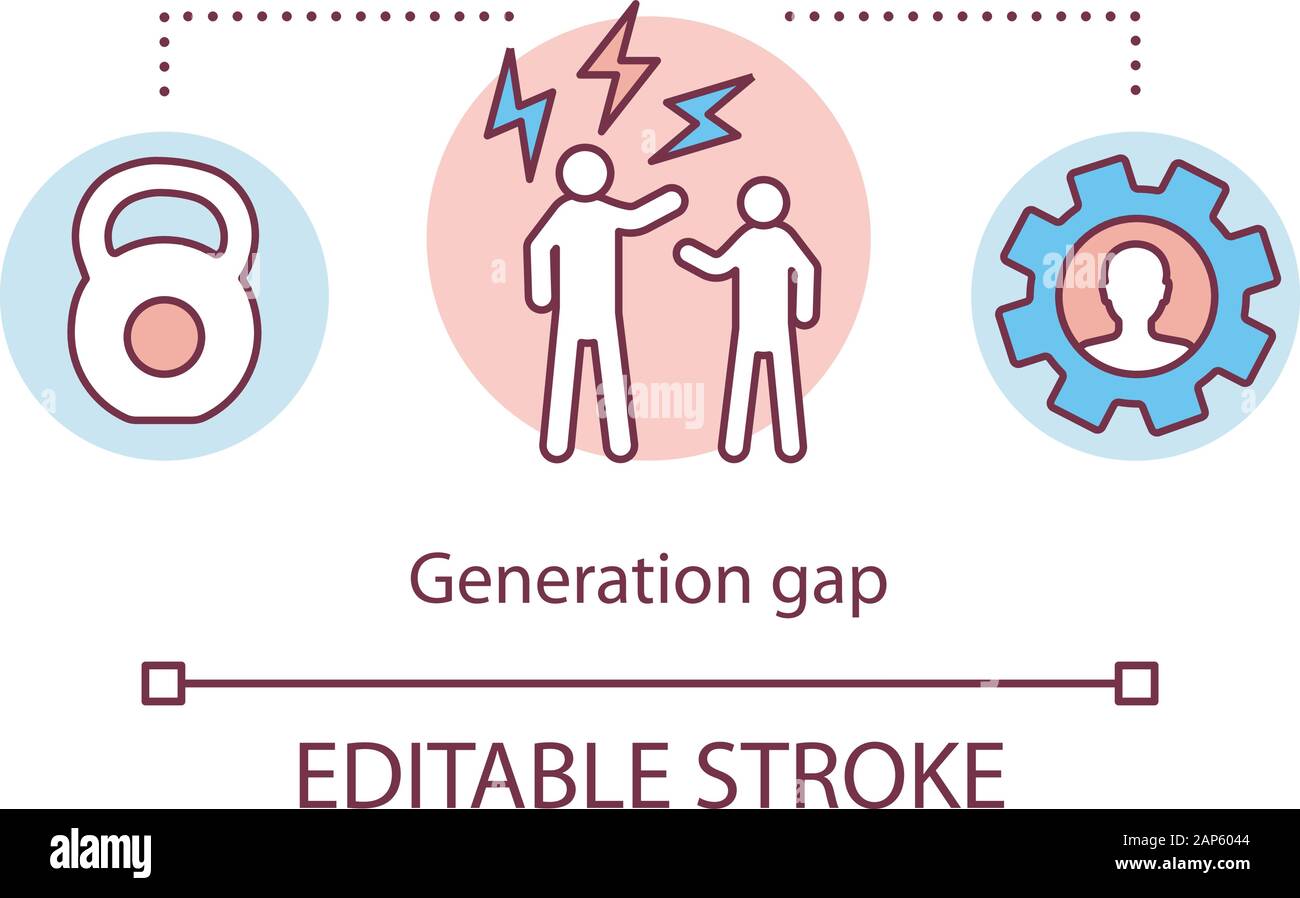 Generation gap concept icon. Conflict management. Settlement of ...