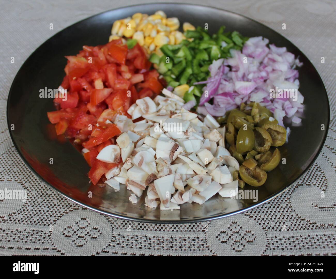 Chopped vegetables in a plate Stock Photo - Alamy