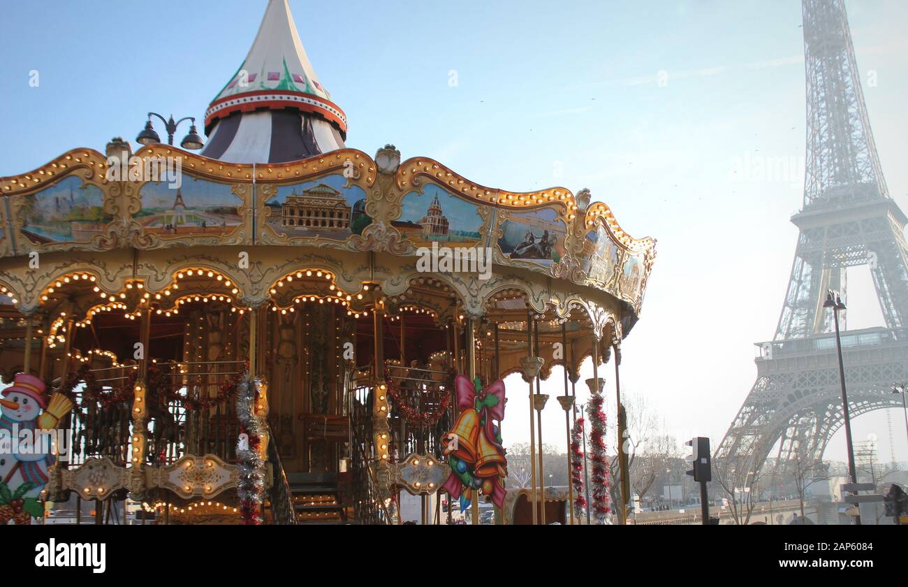Carousel in park near the Eiffel tower in Paris Stock Photo - Alamy Carousel in park near the Eiffel tower in Paris Stock Photo - Alamy