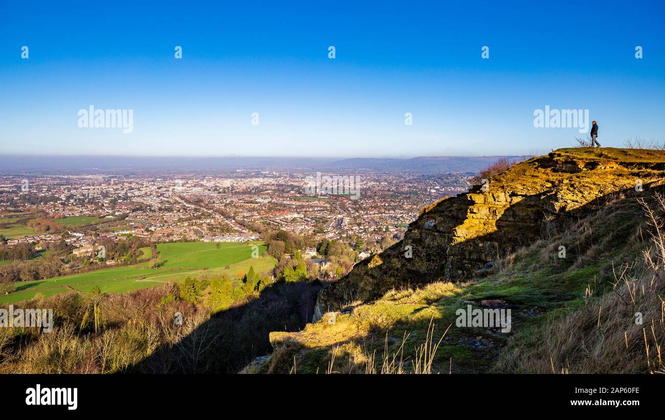 A view of Cheltenham Spa from Leckhampton Hill in the Cotswolds ...