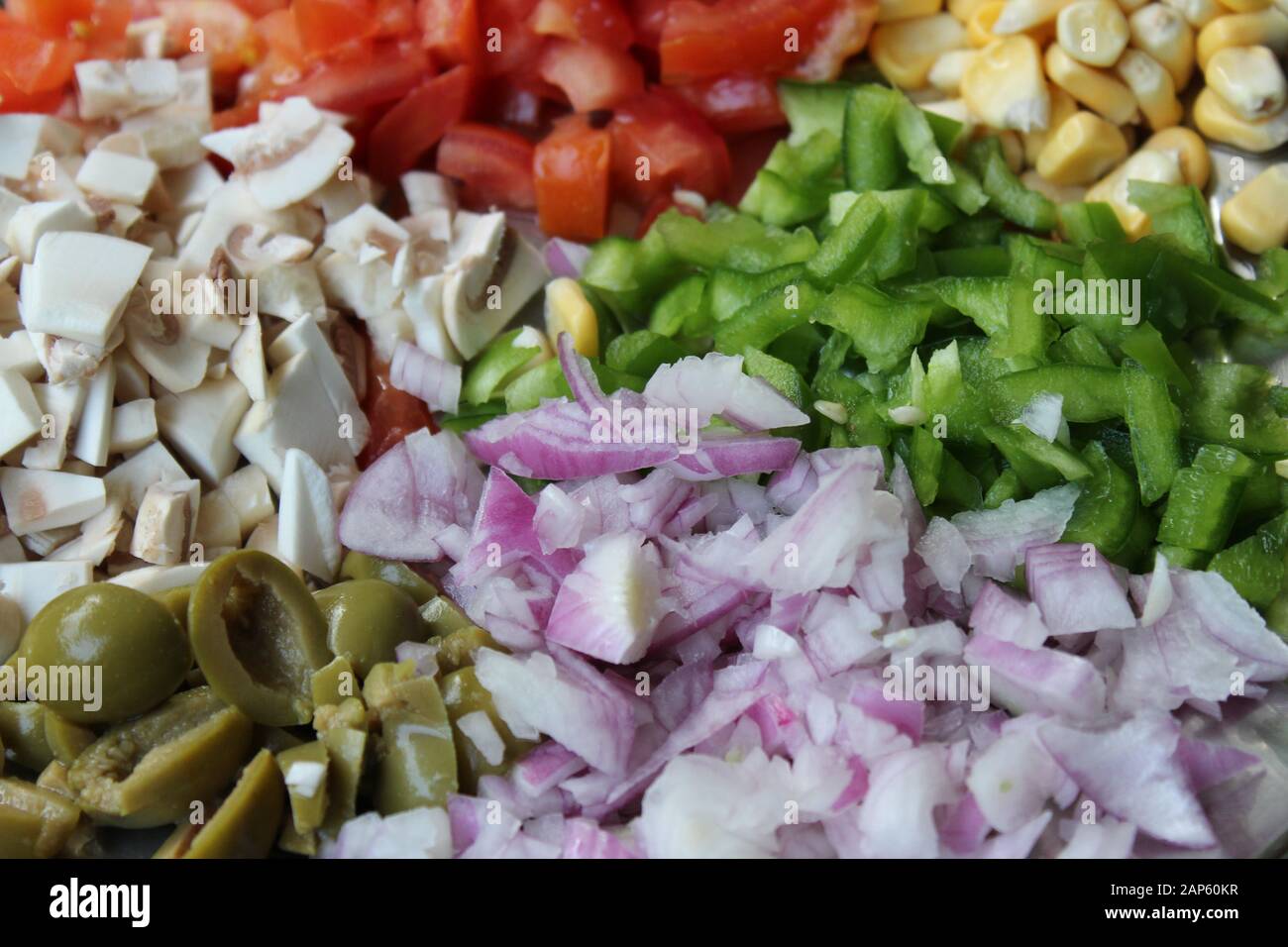 Colorful background of chopped vegetables Stock Photo - Alamy