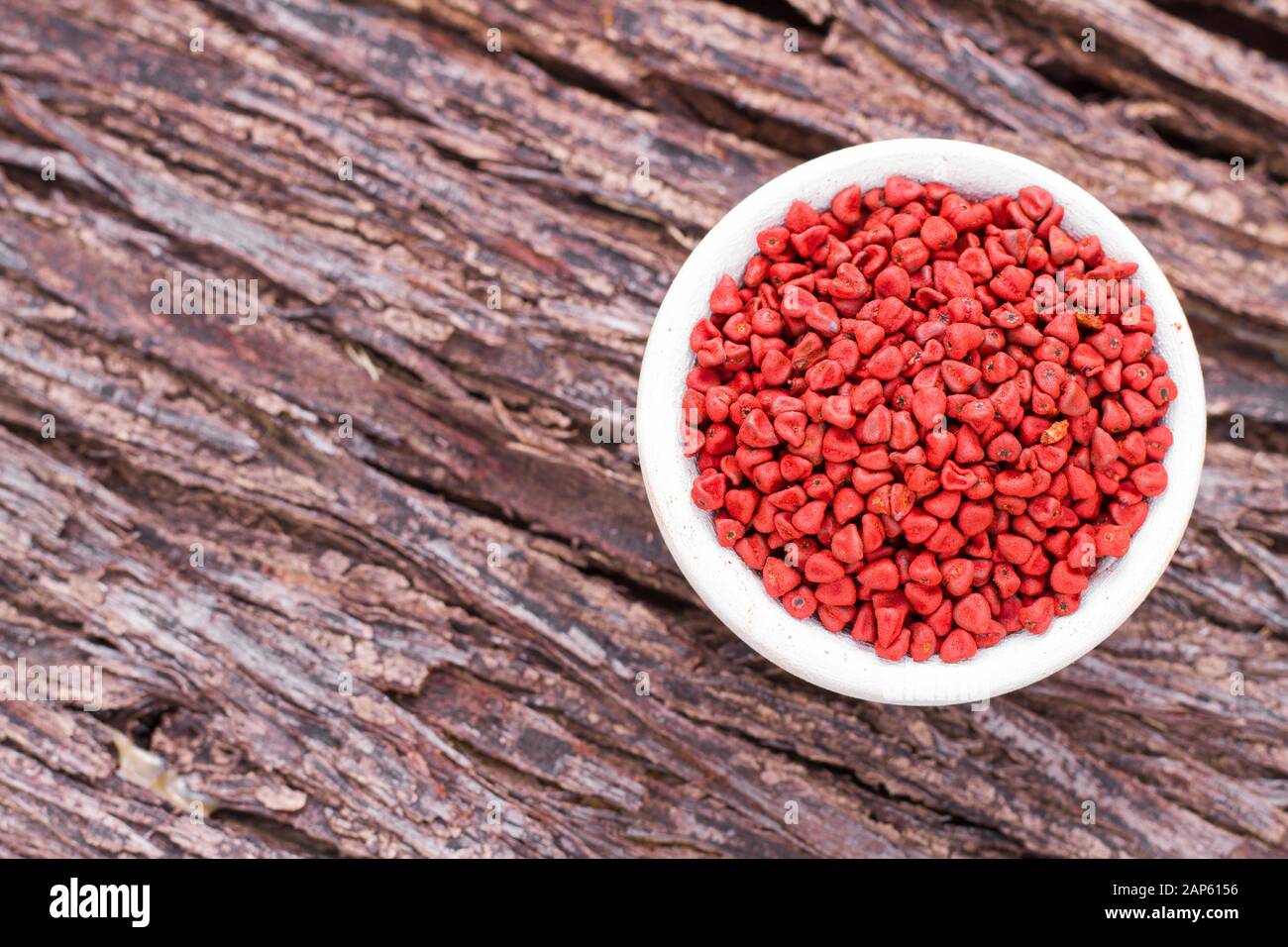 Seeds of achiote, originating from central america and parts of south ...