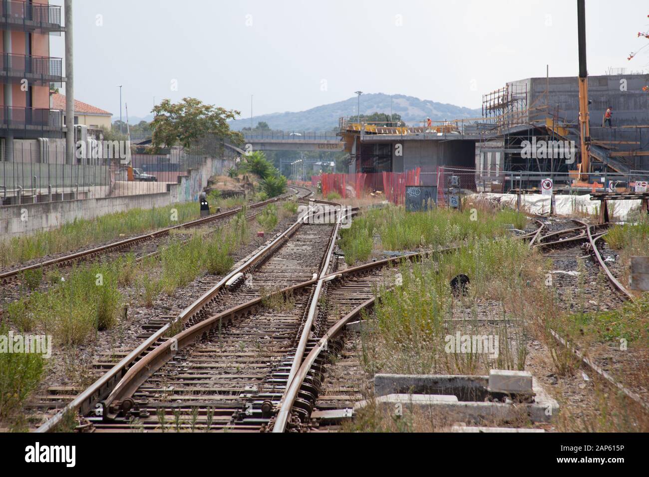 The railway line in Olbia, Sardinia, Italy Stock Photo - Alamy