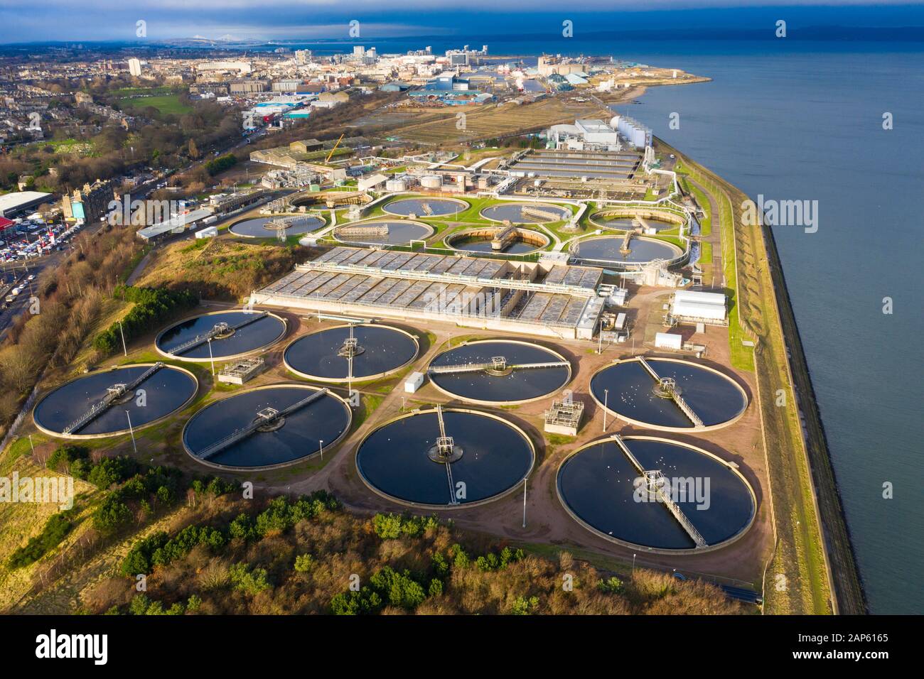 Aerial view water treatment works hi-res stock photography and images ...